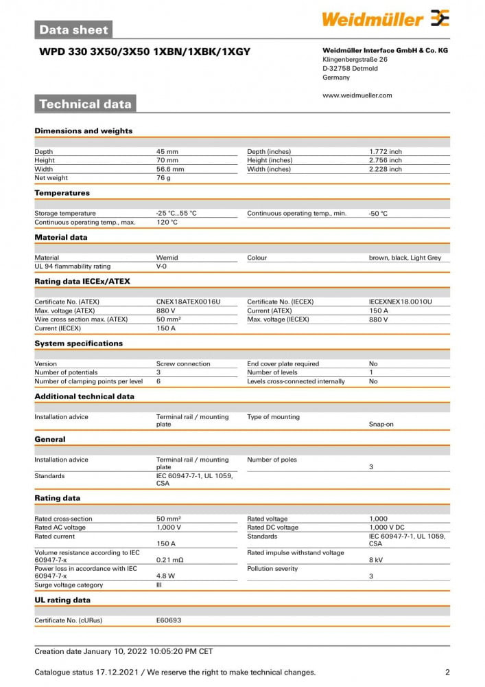 WEIDMULLER 2502650000 document page 2