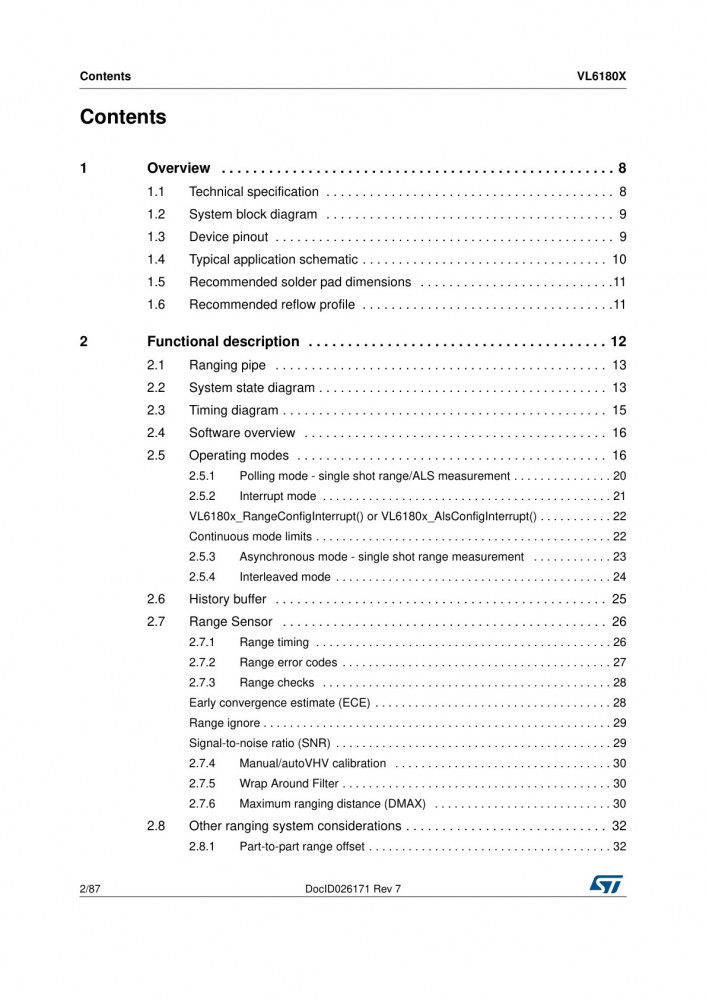 VL6180X datasheet page 2