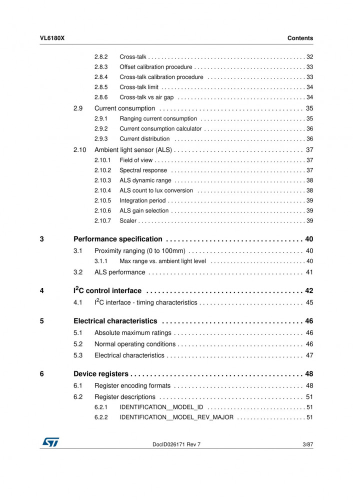 VL6180X datasheet page 3