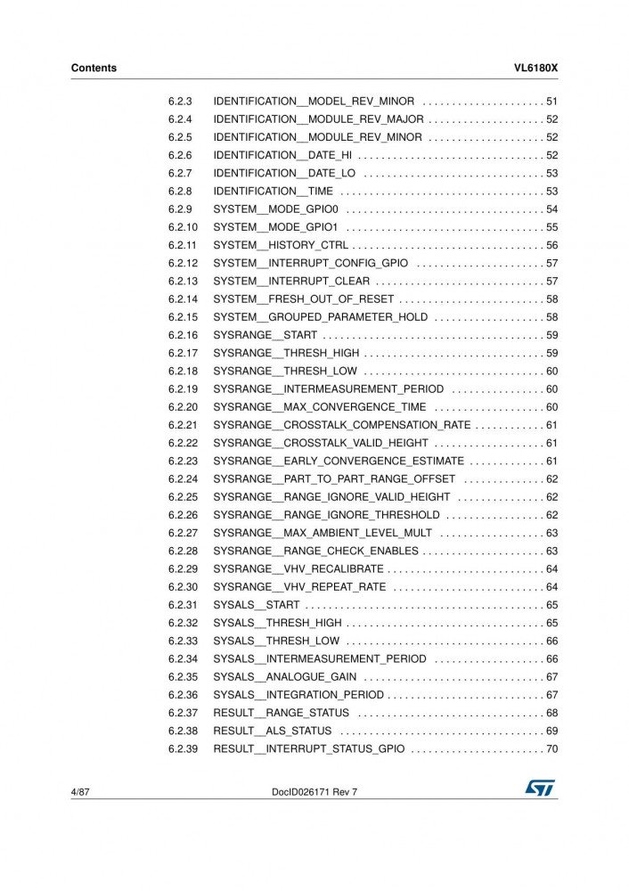 VL6180X datasheet page 4