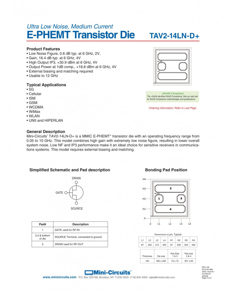 TAV2-14LN-DG+ technical document page 2
