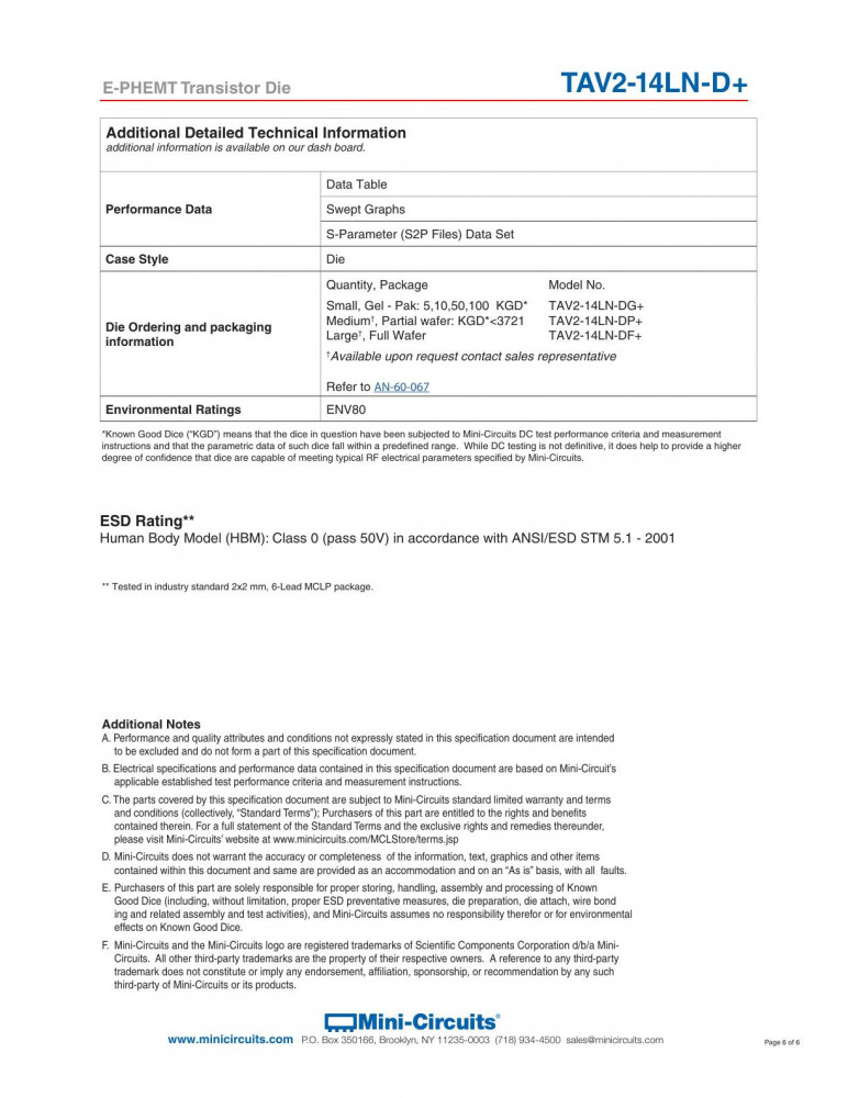 TAV2-14LN-DG+ technical document page 6