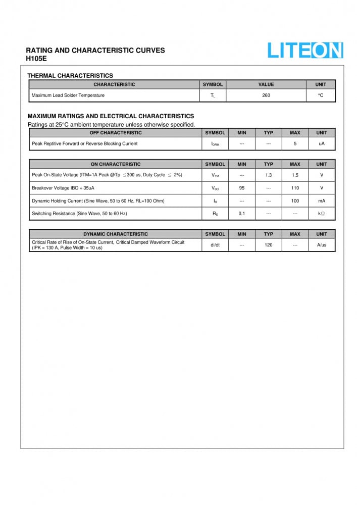 H105E datasheet page 2
