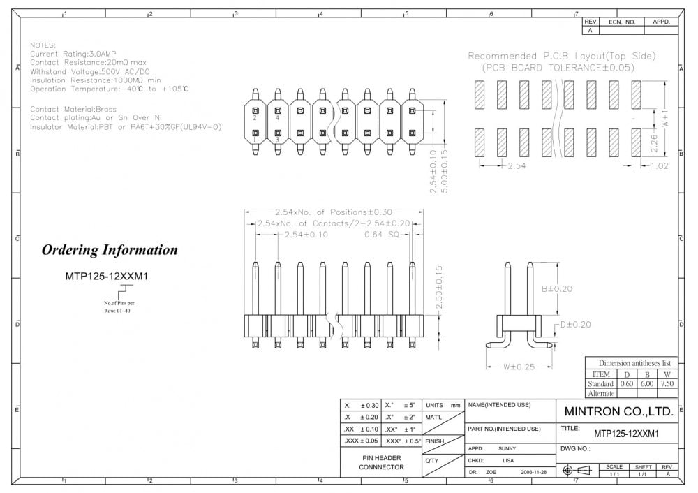 MINTRON MTP125-1240M1 technical drawing preview