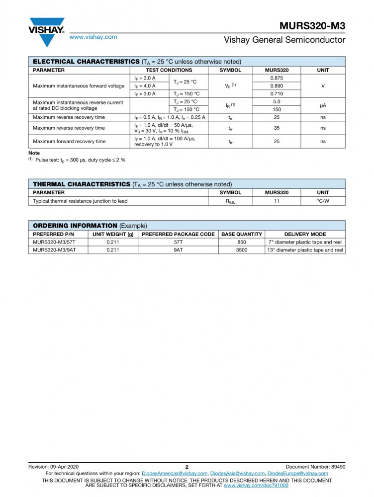 MURS320-M3/ datasheet page 2