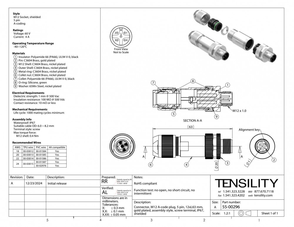 Tensility International 55-00296 product drawing and technical documentation