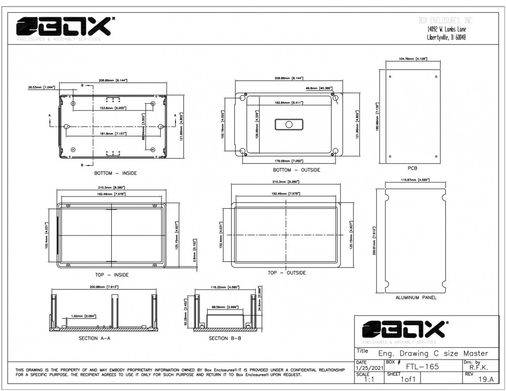 FTL-165 engineering drawing visual reference