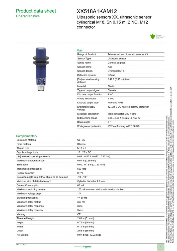 XX518A1KAM12 technical document page 1