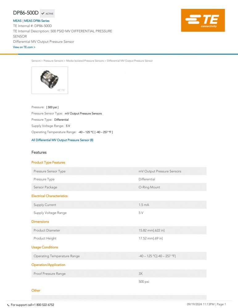 DP86-500D technical document page 1