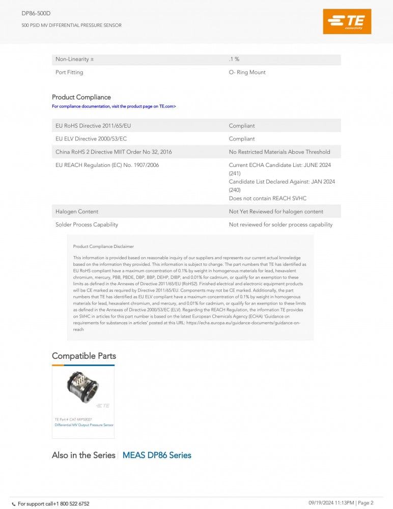 DP86-500D technical document page 2