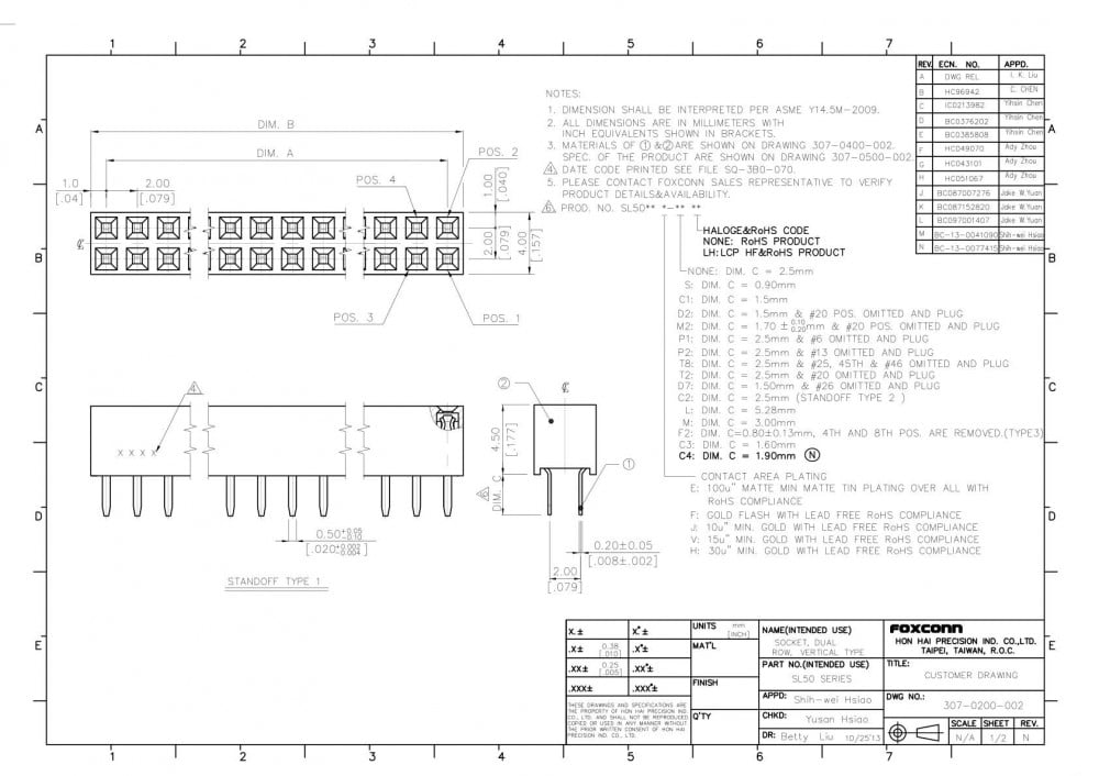 FOXCONN SL5004F-M technical drawing page 1