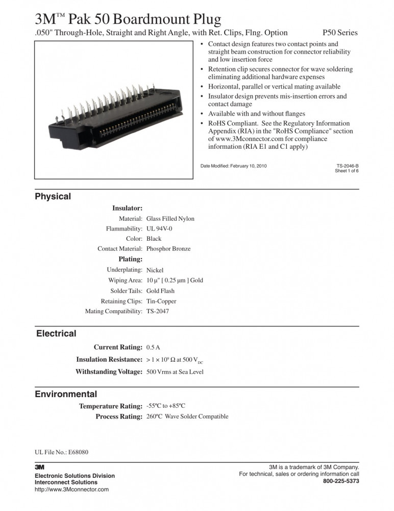 3M P50-034P-R1-EA technical document page 1