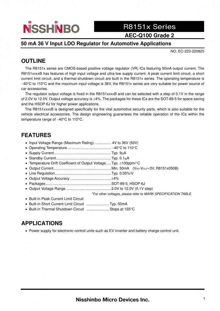 R8151 datasheet page 1