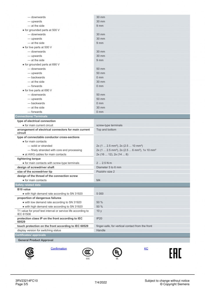 SIEMENS 3RV23214FC10 datasheet page 3