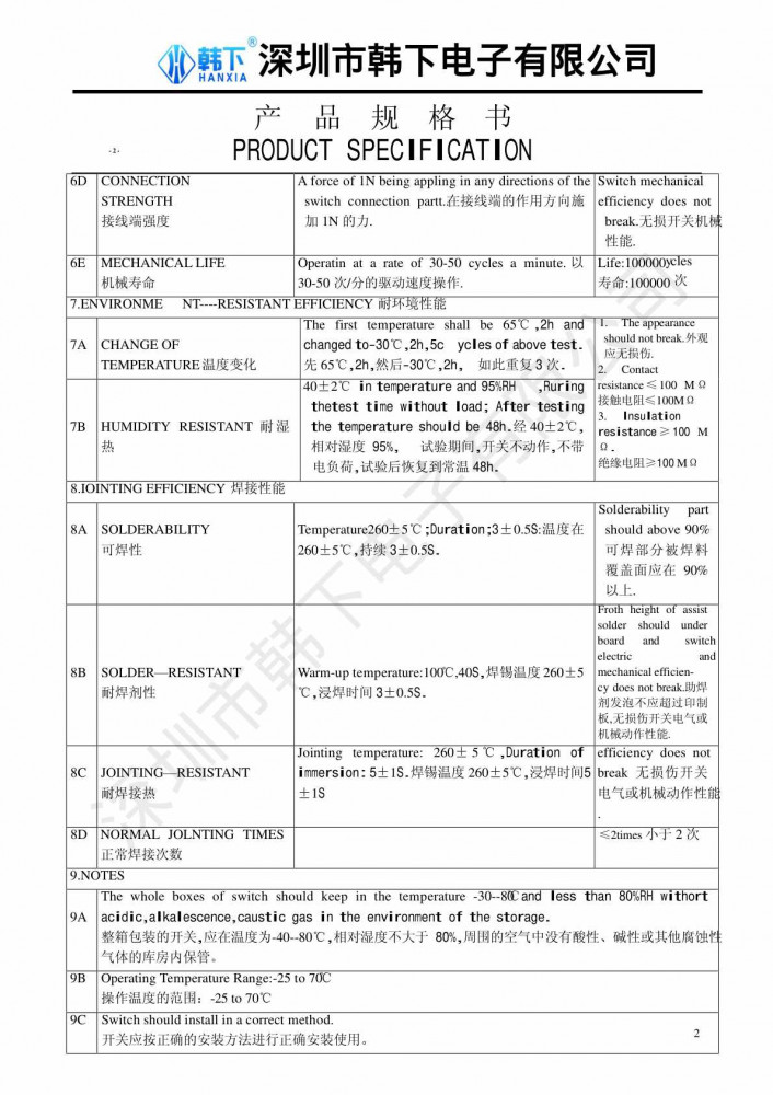 HX TS4538CJ 250gf 009 specification page 4