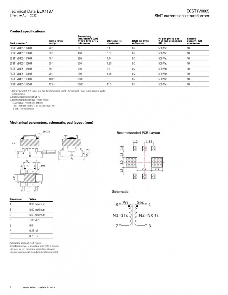 ECST1V0805 datasheet page 2