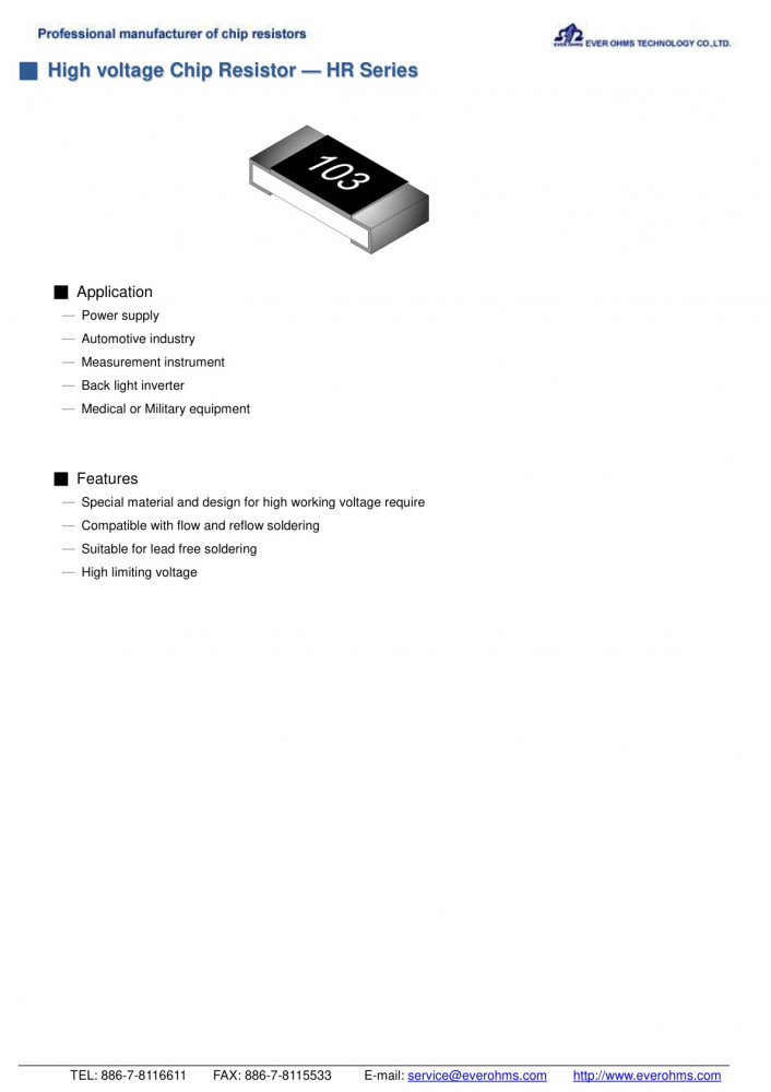 EVER OHMS HR Series datasheet page 1