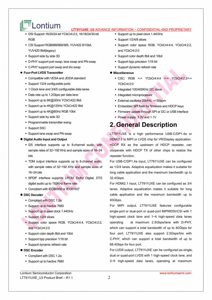 LT7911UXE technical document page 2
