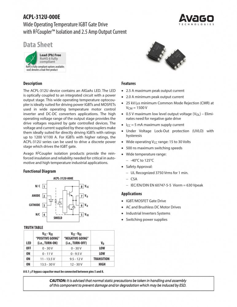 ACPL-312U-500E datasheet page 1