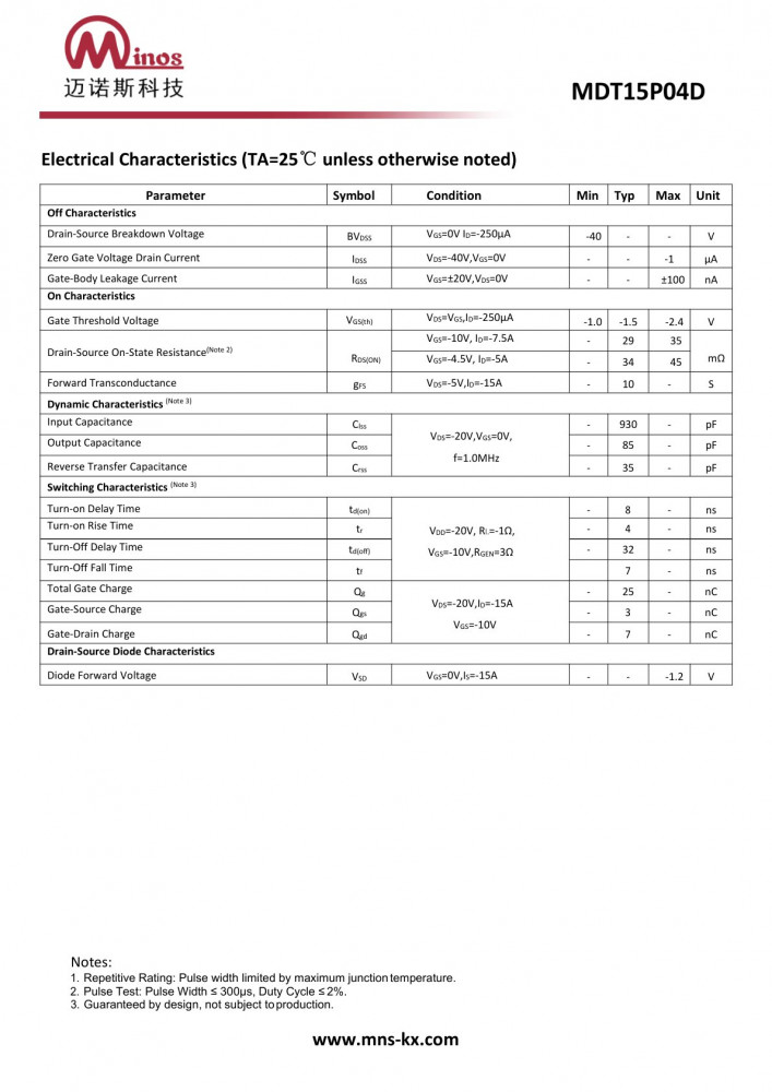 MDT15P04D datasheet page 2