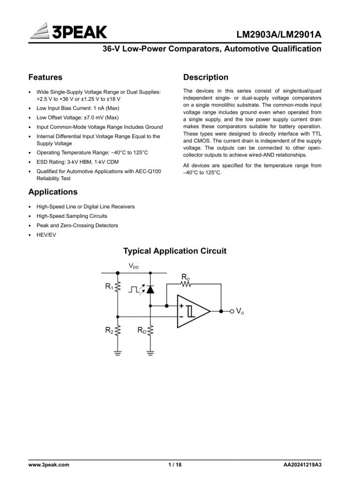 LM2903A-VS1R-S datasheet page 1