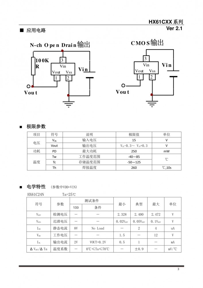 HX61C datasheet page 3