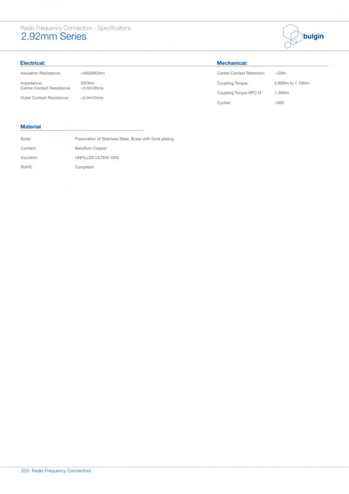 Bulgin RF292 series document page 7