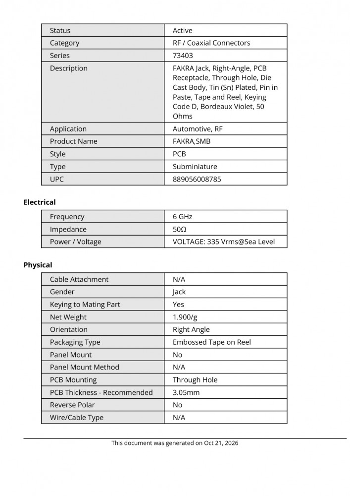 Technical document image 2 for MOLEX 734036083