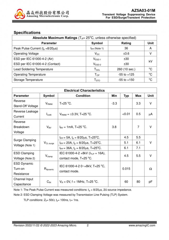 AZ5A03-01M technical document, page 2