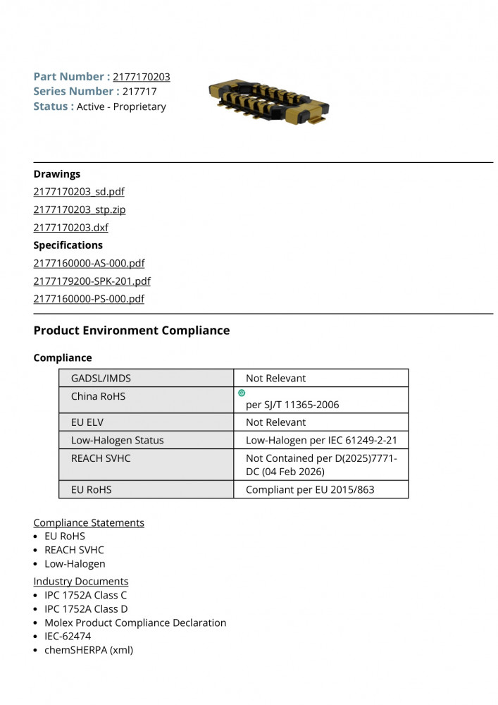 MOLEX 2177170203 document image 1