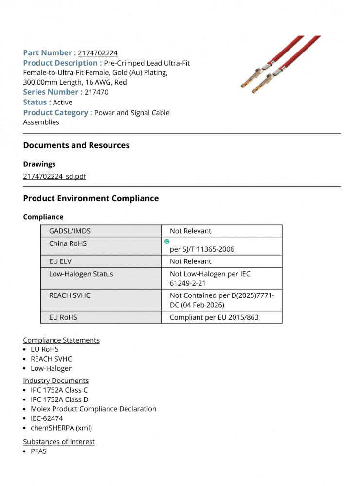 Molex product drawing page 1