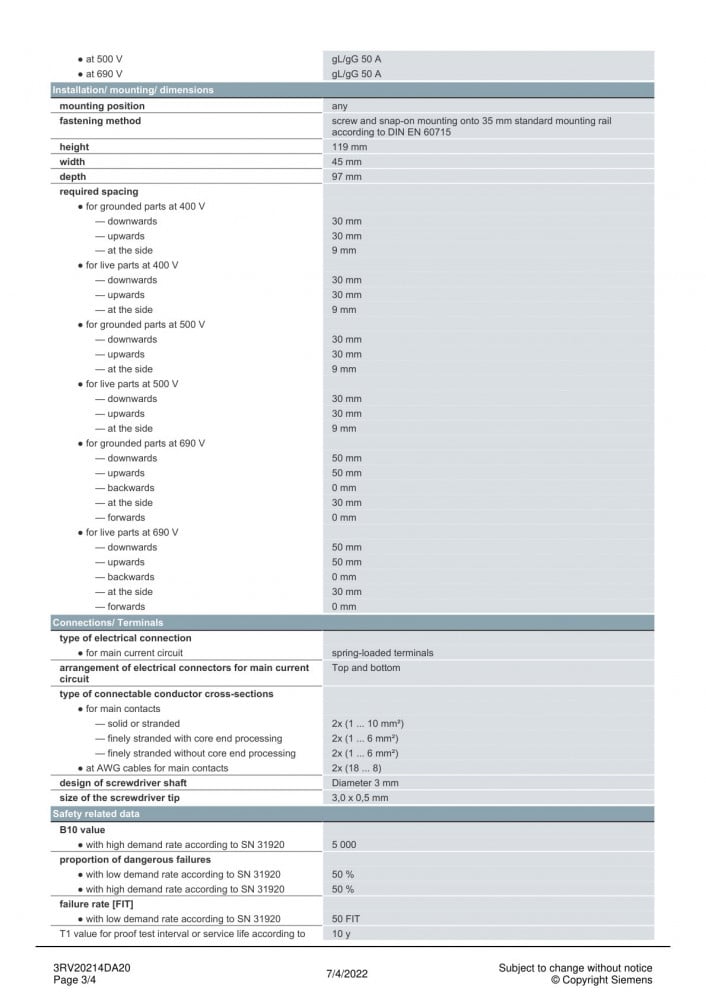 3RV20214DA20 technical document page 3