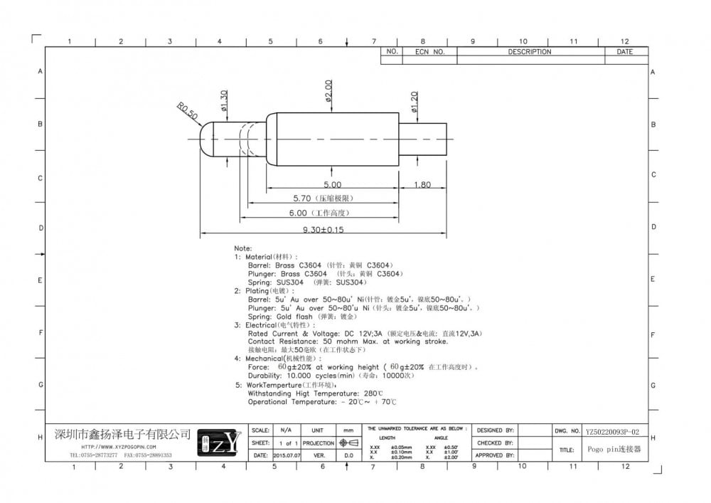 YZ50220093P-02 product specification page 3