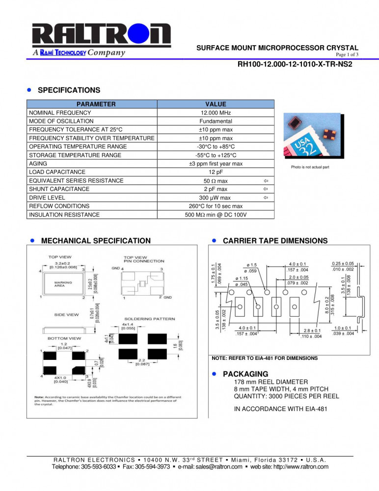 RH100 crystal technical document page 1