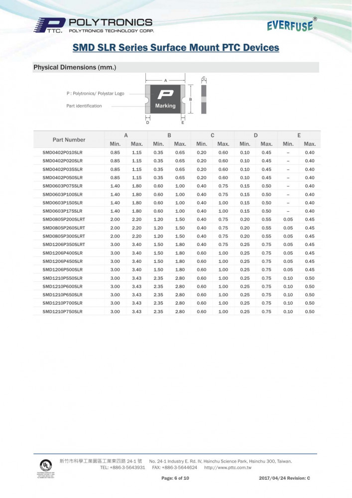 PTTC SMD SLR datasheet page 6