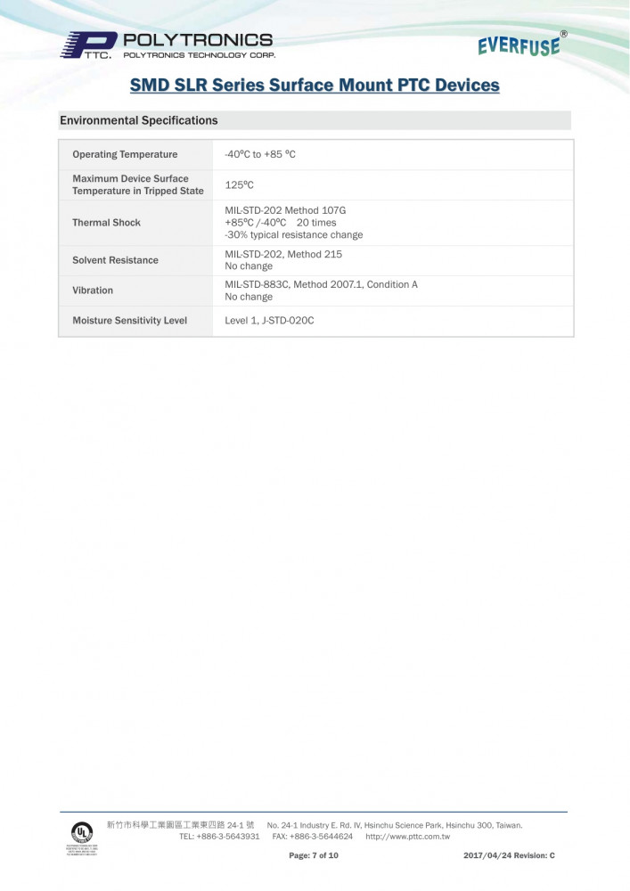 PTTC SMD SLR datasheet page 7