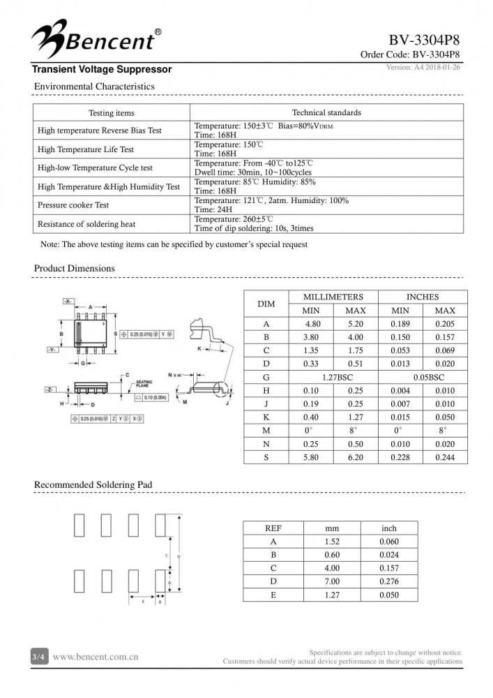 BV-3304P8 datasheet page 3