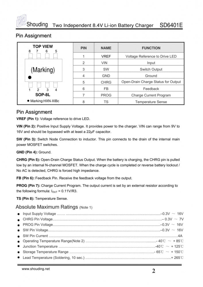 SD6401E datasheet page 2