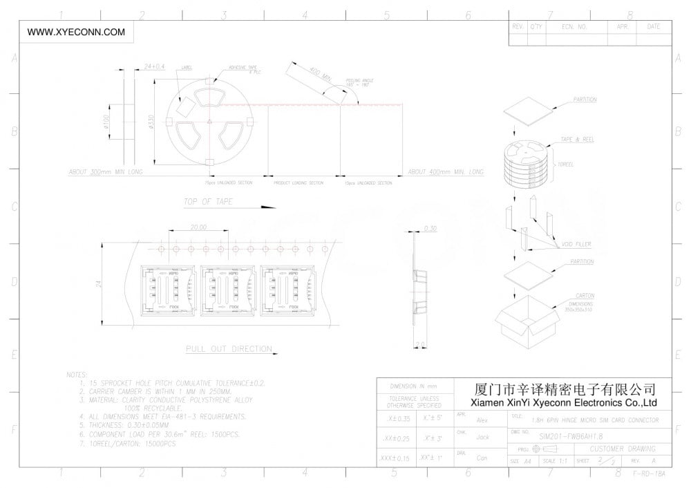SIM201-FWB6AH1.8 technical drawing page 2