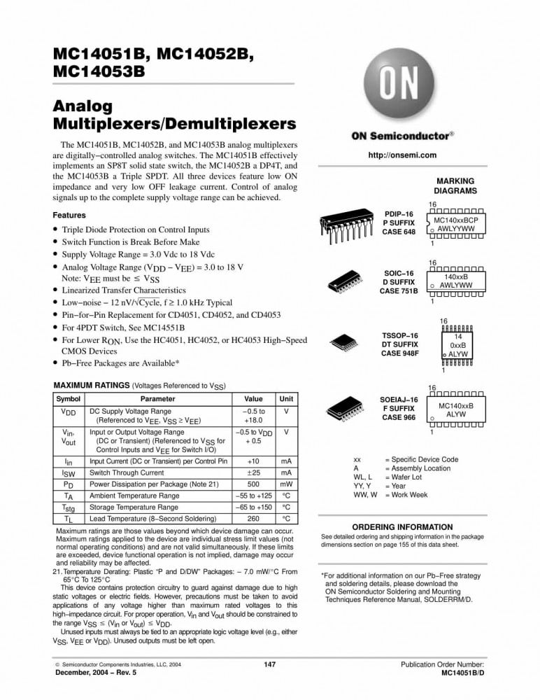 MC14051B datasheet page 1
