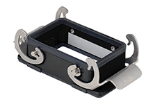 Heavy-Duty Harsh Environment (HE) Double Lever Bulkhead Mount Housing, Die-cast Aluminum, with 2 Levers, Size 32A «66x40», Black for sale