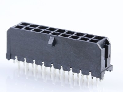 Micro-Fit 3.0 Vertical Header, 3.00mm Pitch, Dual Row, 18 Circuits, with  PCB Press-fit Metal Retention Clip, 0.76µm Gold Plating, Glow-Wire Capable, Black for sale