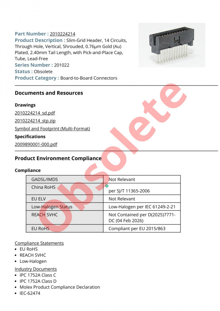 MOLEX 2010224214 technical document image, page 1