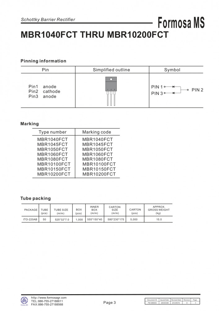 MBR10100FCT datasheet page 3