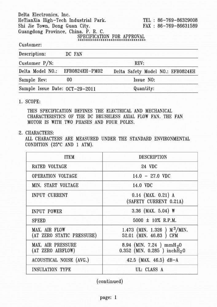 DELTA EFB0824EH specification page 2