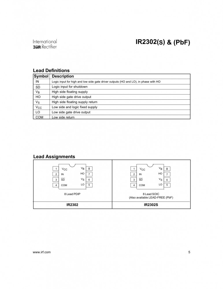 IR2302SPBF datasheet page 5