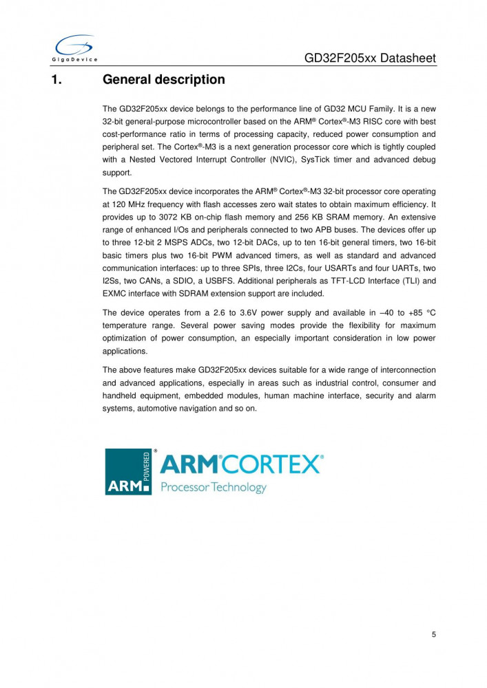 GD32F205xx datasheet page 6