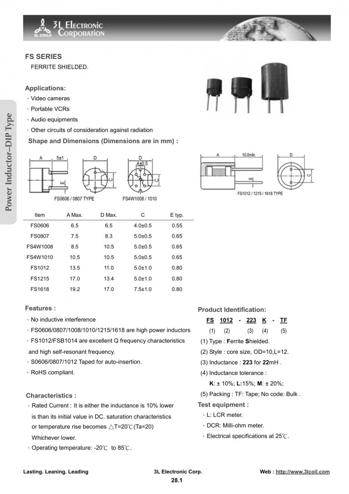 3L COILS FS series catalogue page 1