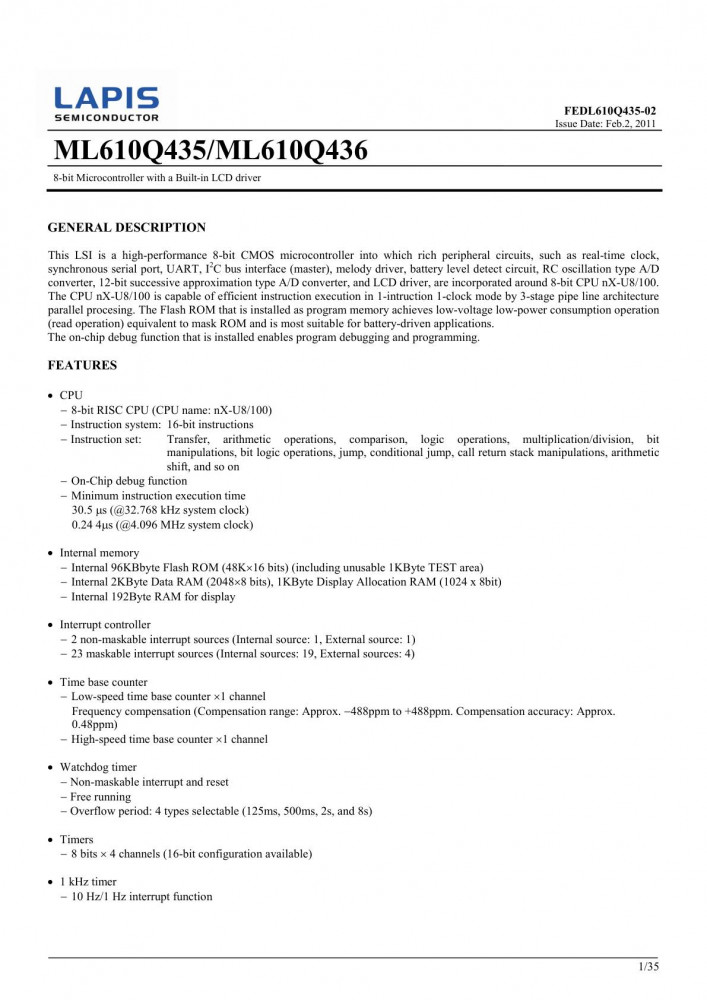 ML610Q436A documentation page 1