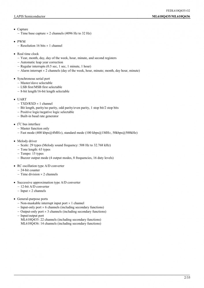 ML610Q436A documentation page 2